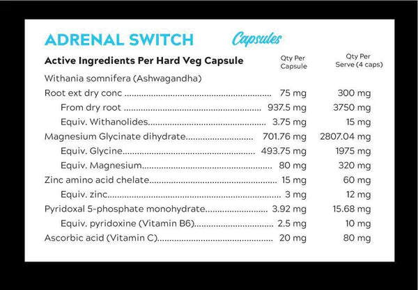 Switch Adrenal 120 Caps – Kinetic Nutrition